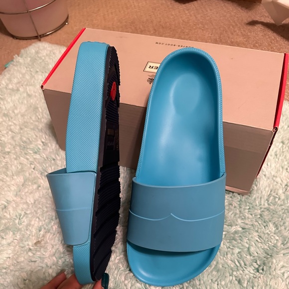 Hunter | Shoes | New Hunter Slides Blue Nwt | Poshmark